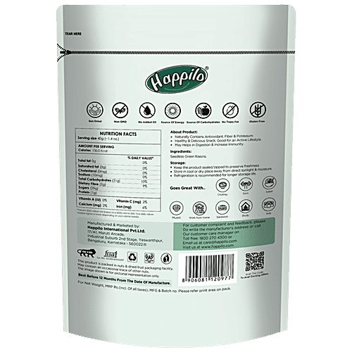 Buy Happilo Premium Seedless Green Raisins Online at Best Price of Rs ...