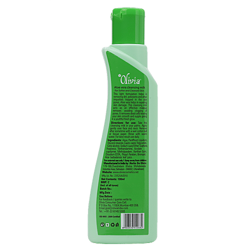 Buy Olivia Natural Skin Care Aloe Vera Cleansing Milk - Premium Refreshing Leaves Online at Best ...