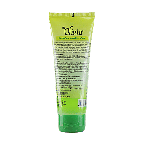 Buy Olivia Herbal Acne Repair Face Wash For Clear Skin With Neem, Tulsi, Aloe Vera Online at ...