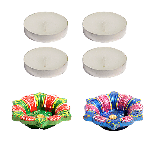Buy DP Mud Diya & T Light Set - Assorted Colour, ED138 Online at Best ...