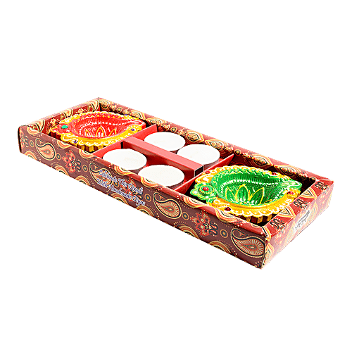 Buy DP Mud Diya & T Light Set - Assorted Colour, ED138 Online at Best ...