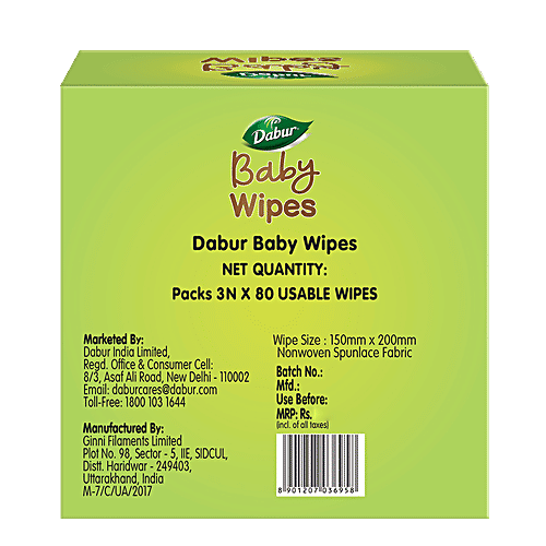 Buy Dabur Baby Wipes With Moisture Lock Cap Online at Best Price of Rs ...
