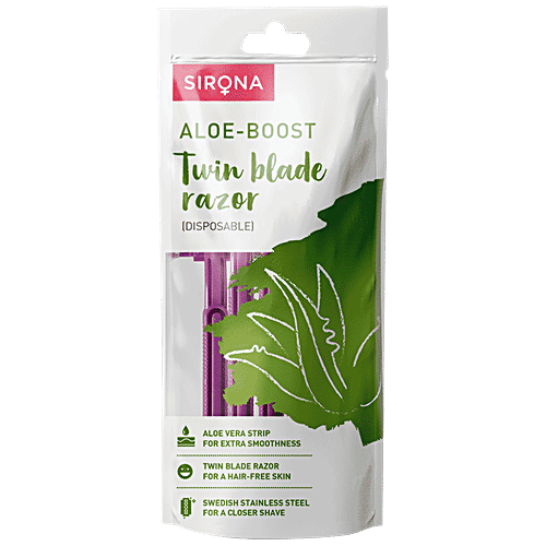 Buy SIRONA Aloe Boost Twin Blade Disposable Body Razor For Women (Pack ...