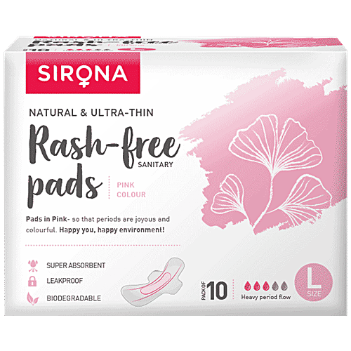 Buy SIRONA Natural Biodegradable Super Soft Pink Sanitary Pads/Napkins ...
