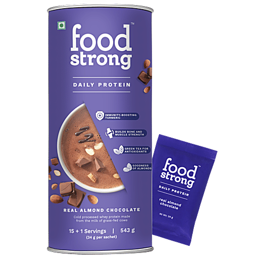 Buy Food strong Daily Protein - Real Almond Chocolate, 16 Servings ...