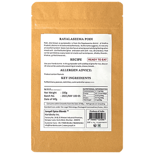 Buy Cafe Junyali Rayalaseema Podi/Chutney Masala/Idli Dosa Powder/Gun ...