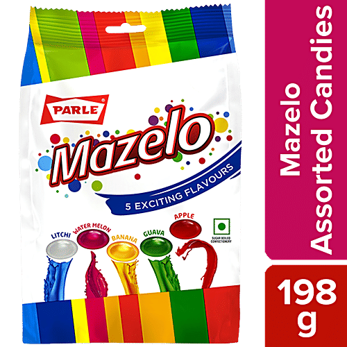 Buy PARLE Mazelo Assorted Candies - Litchi, Watermelon, Banana, Guava ...