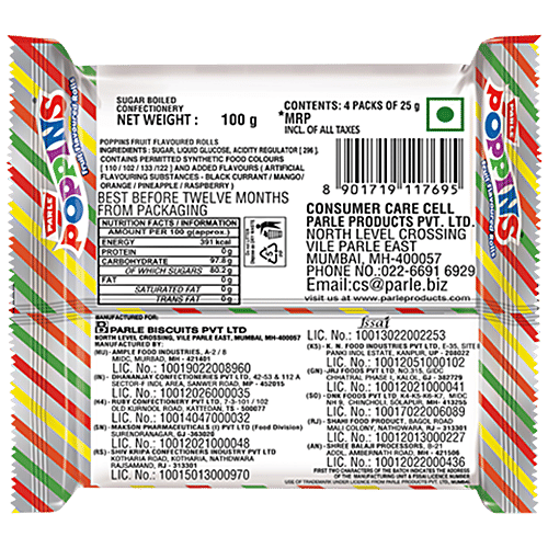 Buy Parle Poppins Candy - Fruit Flavoured Rolls, Tangy & Crunchy Online ...