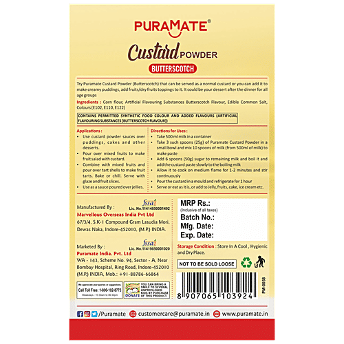 Buy Puramate Custard Powder- Butterscotch Online at Best Price of Rs 40 ...