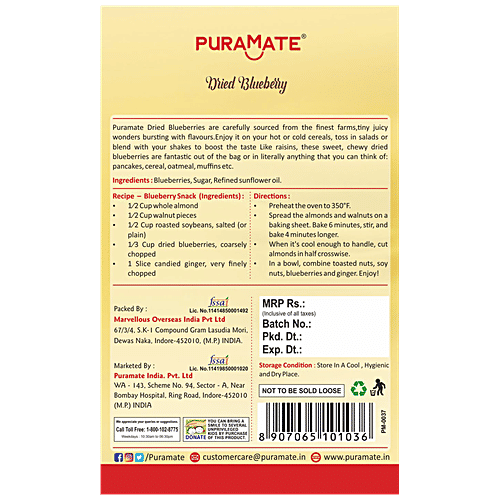 Buy Puramate Dried Blueberry Online at Best Price of Rs 200 - bigbasket
