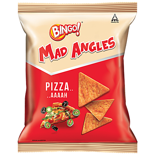 Buy Bingo Mad Angles - Pizza Flavour, Corn-Based Crunchy Chips, Perfect ...