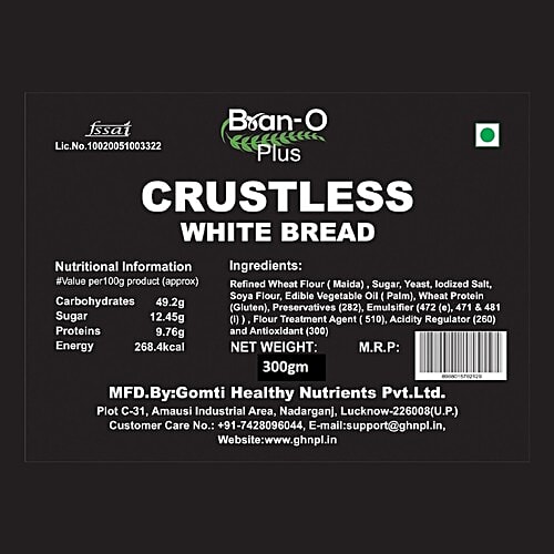 Buy Bran-O Plus White Bread - Crustless, Baked Fresh Online at Best ...