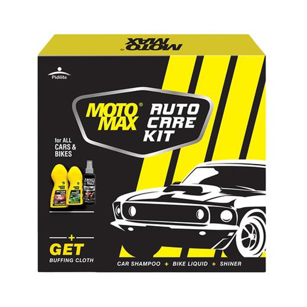 Buy Motomax Auto Care Kit - Car Shampoo, Bike Liquid Polish & Shiner ...