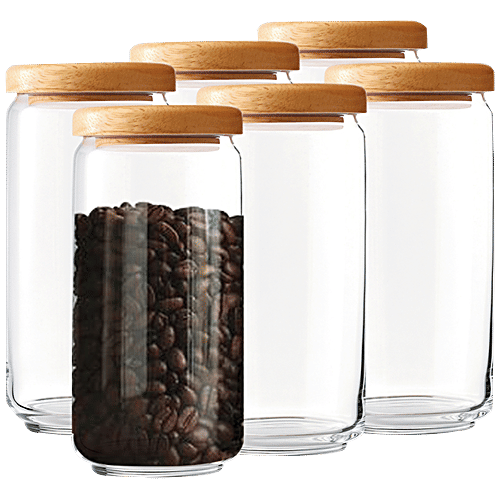 Buy Ocean Pop Jar with Wooden Lid Set - Transparent, B02526 W Online at ...
