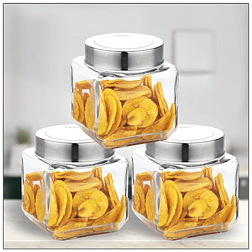 Buy Yera Steel Lid See Through, Square Jars Online at Best Price of Rs ...