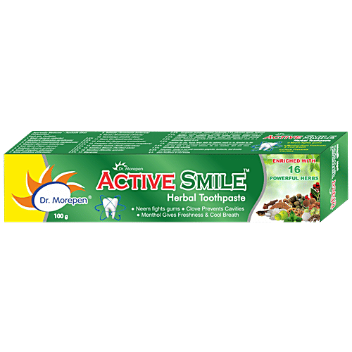 Buy Dr. Morepen Active Smile Herbal Toothpaste With Neem, Clove ...