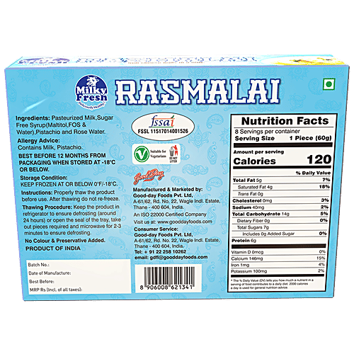 Buy Milky Fresh Rasmalai- Sugar Free, Frozen Online at Best Price of Rs ...