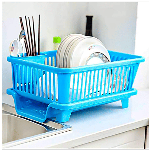 Buy Tallboy Plastic Kitchen Sink Dish Drying Rack - Blue Online at Best ...