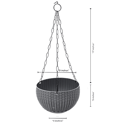 Buy NATURES PLUS Rattan Hanging Pot - 9 Inch, Gray Online at Best Price ...