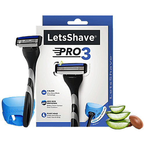 Buy LetsShave Pro 3 Shaving Razor For Men - Blade + Handle + Cap Online ...