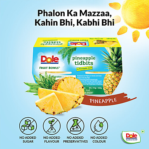 Buy DOLE Fruit Bowls - Diced Pineapple In Fruit Juice, No Added Sugar Online at Best Price of Rs ...