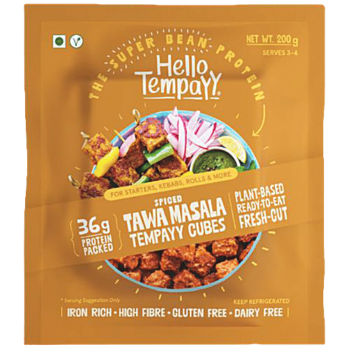 Buy Hello Tempayy Spiced Tawa Masla Soyabean Tempeh Cubes - Rich In ...