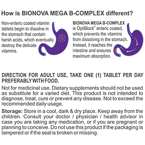 Buy Bionova Mega B Complex Tablets - With Choline & Inositol Online at ...