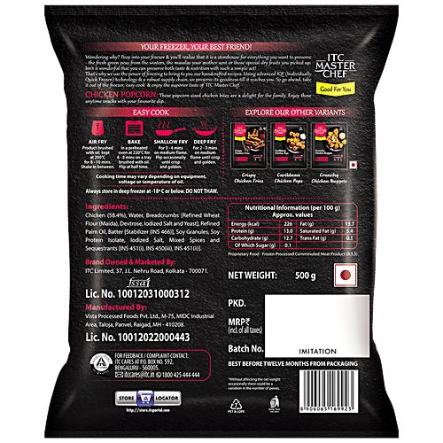 Buy ITC Master Chef Chicken Popcorn - Non-Veg Frozen Snack, Ready To ...