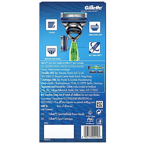 Buy Gillette Sport Refillable Razor Handle & Cartridges - Smooth Finish ...