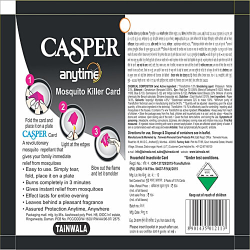 Buy Casper Mosquito Killer Card - Kills In 3 Minutes, Easy To Use ...
