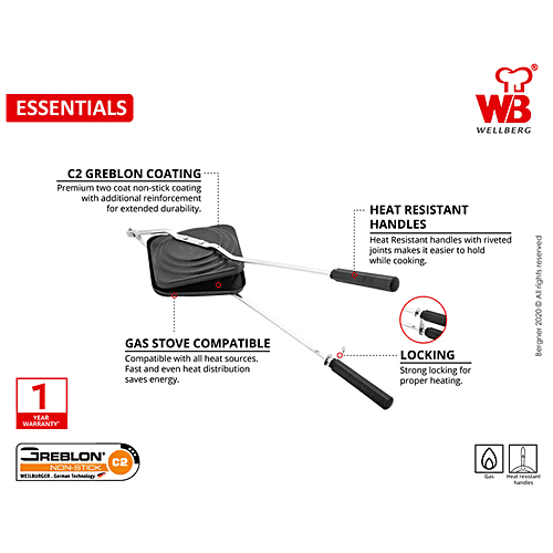 Buy Wellberg Essential Gas Sandwitch Toaster - Black Online at Best ...