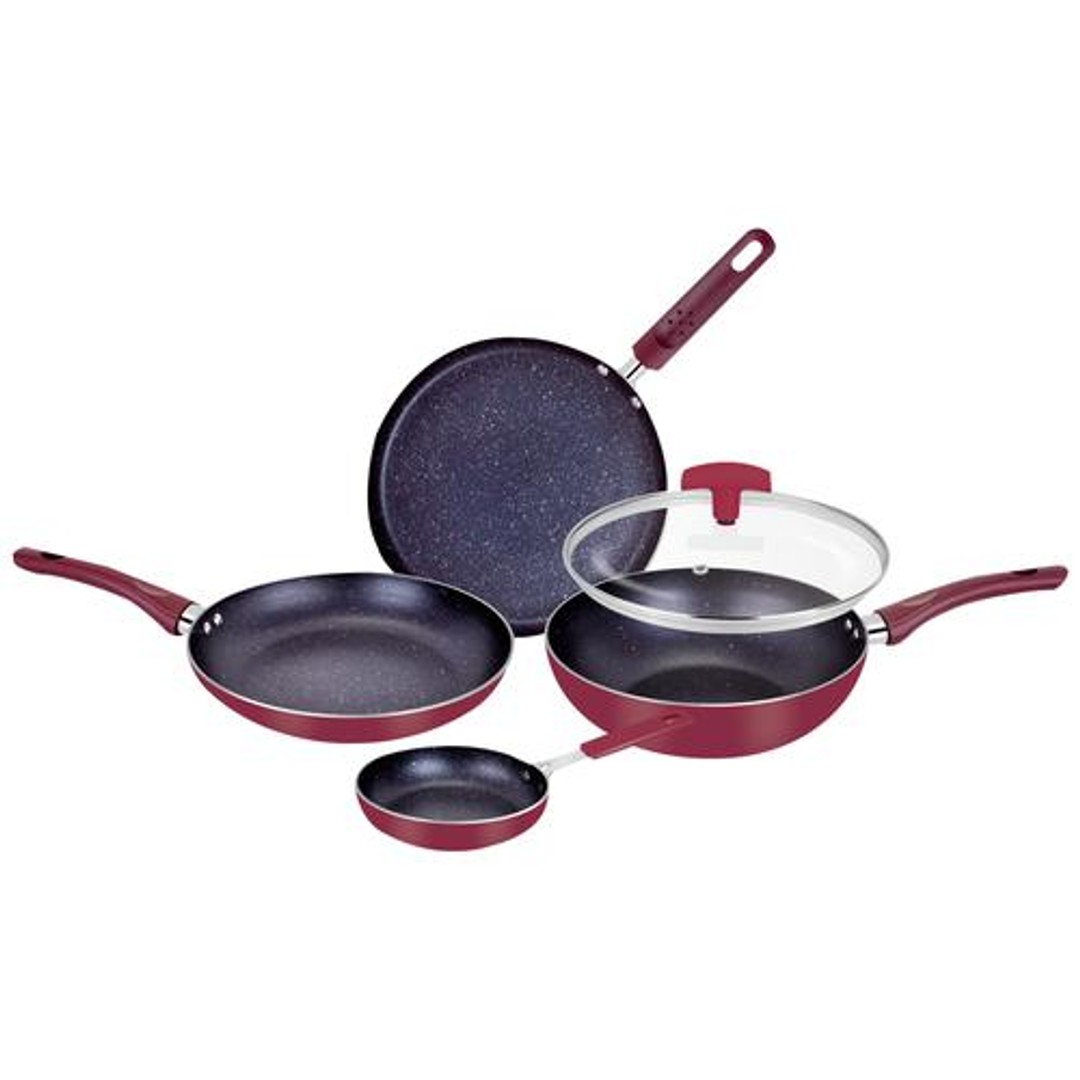 Buy Bergner Aluminium Non-Stick Cookware Set - Red Online at Best Price ...