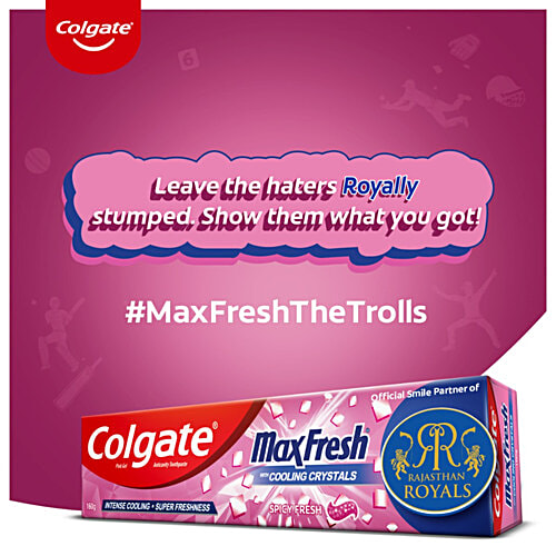 Buy Colgate MaxFresh Pink Spicy Fresh Gel Toothpaste - Rajasthan Royals ...