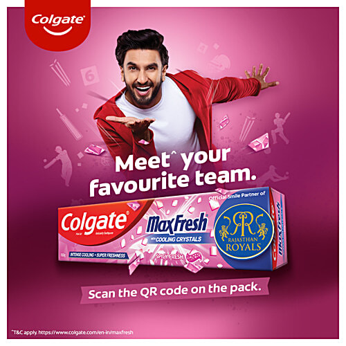 Buy Colgate MaxFresh Pink Spicy Fresh Gel Toothpaste - Rajasthan Royals ...