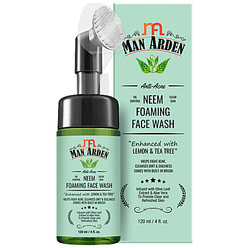Buy Man Arden Anti-Acne Neem Foaming Face Wash - With Built-in Brush ...
