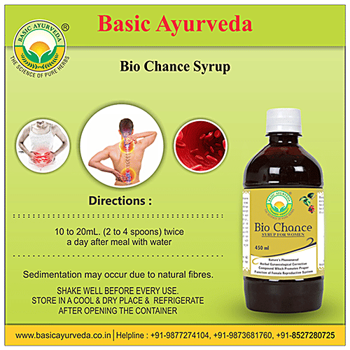 Buy Basic Ayurveda Bio Chance Syrup - For Menstruation, Bodyache , Skin ...