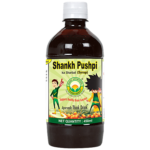 Buy Basic Ayurveda Shankhpushpi Ka Sharbat Syrup - Improve Memory, Good ...
