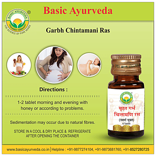 Buy Basic Ayurveda Brihat Garbh Chintamani Ras Tablets - For Pregnant ...