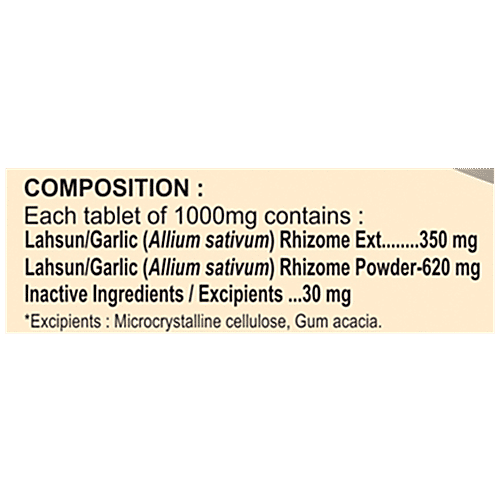 Buy Basic Ayurveda Lahsun/Garlic Tablets - Boosts Heart Health ...