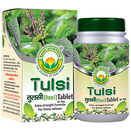 Buy Basic Ayurveda Tulsi/Basil Tablets - Relieves Cough & Cold, Eye ...