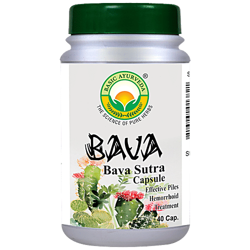 Buy Basic Ayurveda Bava Sutra Capsules - For Bleeding Piles & Non ...