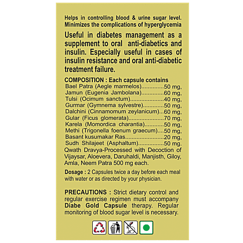 Buy Basic Ayurveda Diabe Gold Capsules - For Diabetes Management Online ...