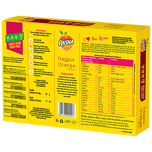 Buy Rasna Fruit Fun Concentrate Drink Mix - Nagpur Orange Flavour ...