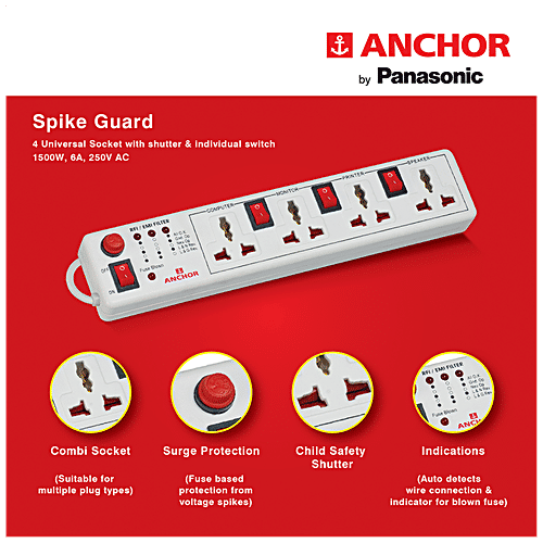Buy Anchor by Panasonic Spike Guard Extension Board - 4 Universal ...
