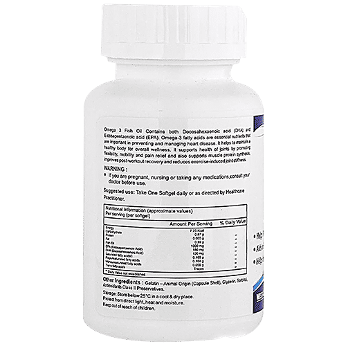 Buy Healthvit Omega-3 Fish Oil Softgels - Double Strength, 1000 mg ...