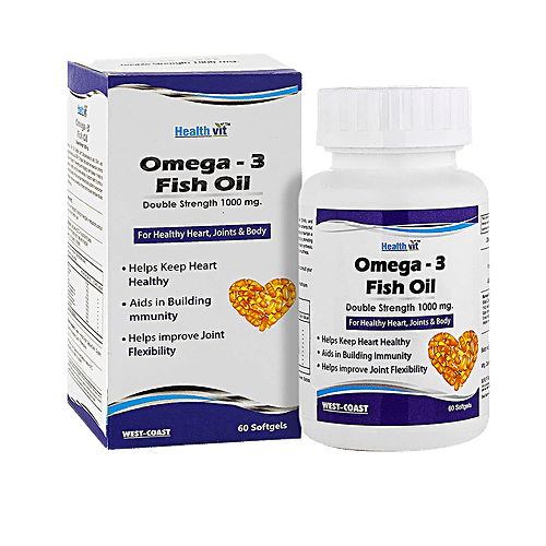 Buy Healthvit Omega-3 Fish Oil Softgels - Double Strength, 1000 mg ...