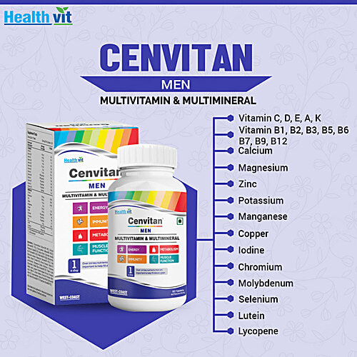 Buy Healthvit Cenvitan Multivitamin & Multimineral Tablets - For Men ...