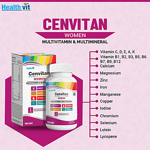 Buy Healthvit Cenvitan Multivitamin & Multimineral Tablets - For Women ...