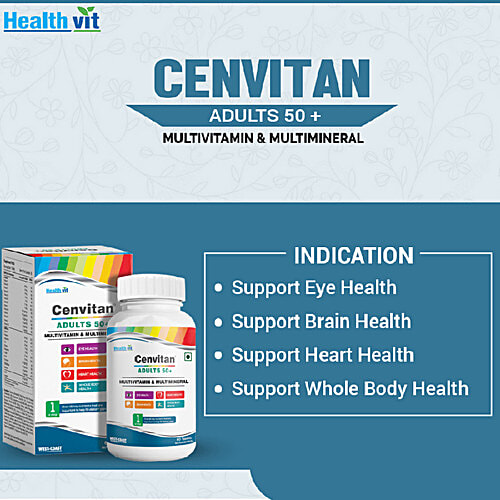 Buy Healthvit Cenvitan Adults 50+ Multivitamin & Multimineral Tablets ...