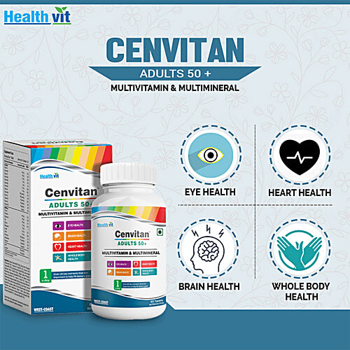 Buy Healthvit Cenvitan Adults 50+ Multivitamin & Multimineral Tablets ...